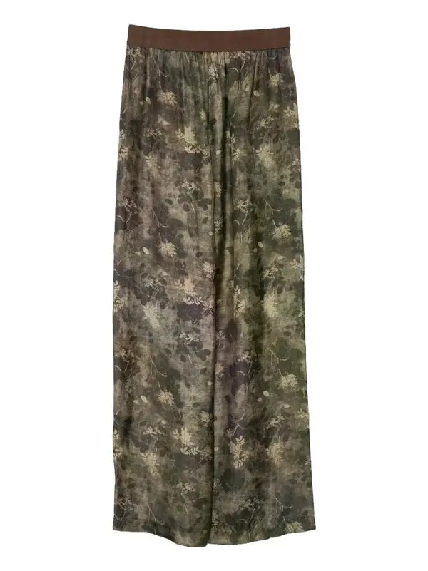 UMA WANG Floral Print Wide-leg Trousers - Brown