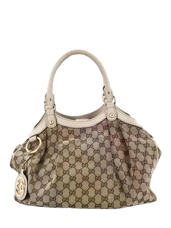 Gucci Sukey Gg Canvas Leather Medium Tote Bag - Neutrals