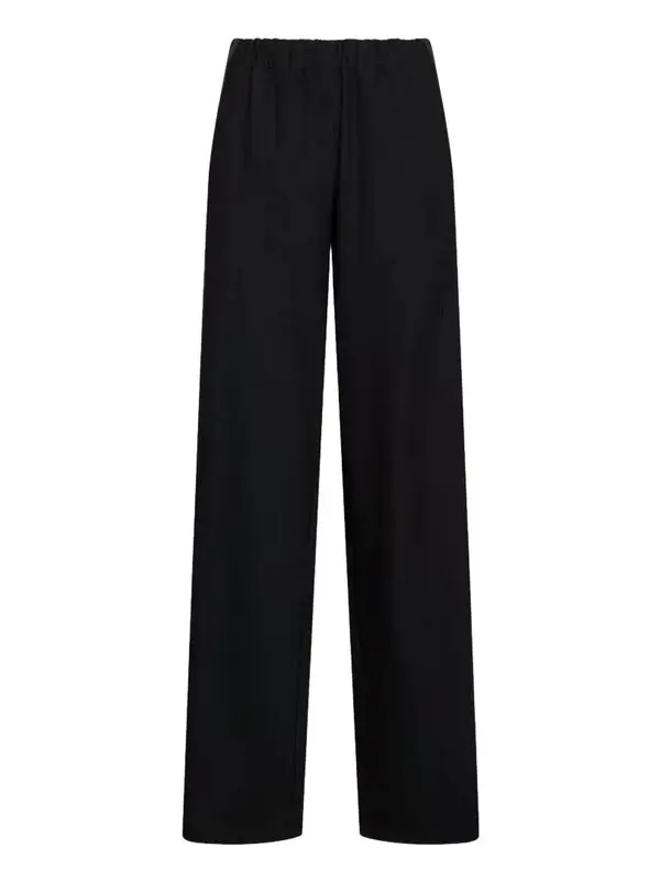 BLANCA VITA Wide Leg Trousers With Satin Trim - Black