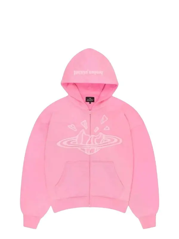 BROKEN PLANET Logo-print Zip-up Hoodie - Pink