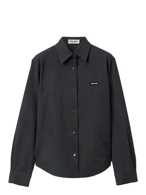 Miu Miu Stretch Poplin Shirt With Washed Treatment - Black