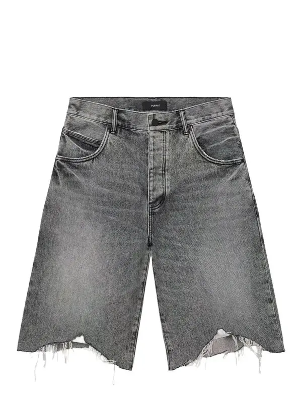 PURPLE BRAND High Summer Destroy Denim Shorts - Grey