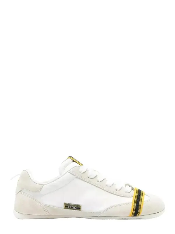 Fendi Panelled Logo Tag Sneakers - White