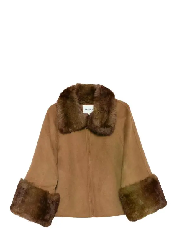 Apparis Judie Zip-fastening Jacket With Faux-fur Accents - Neutrals