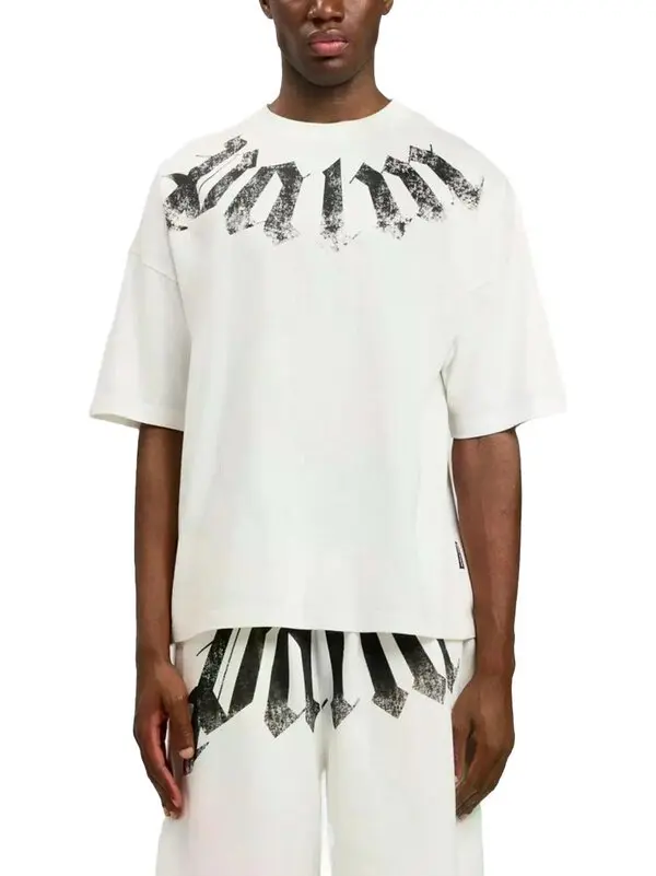 Palm Angels Big Neck Logo Printed T-shirt - White