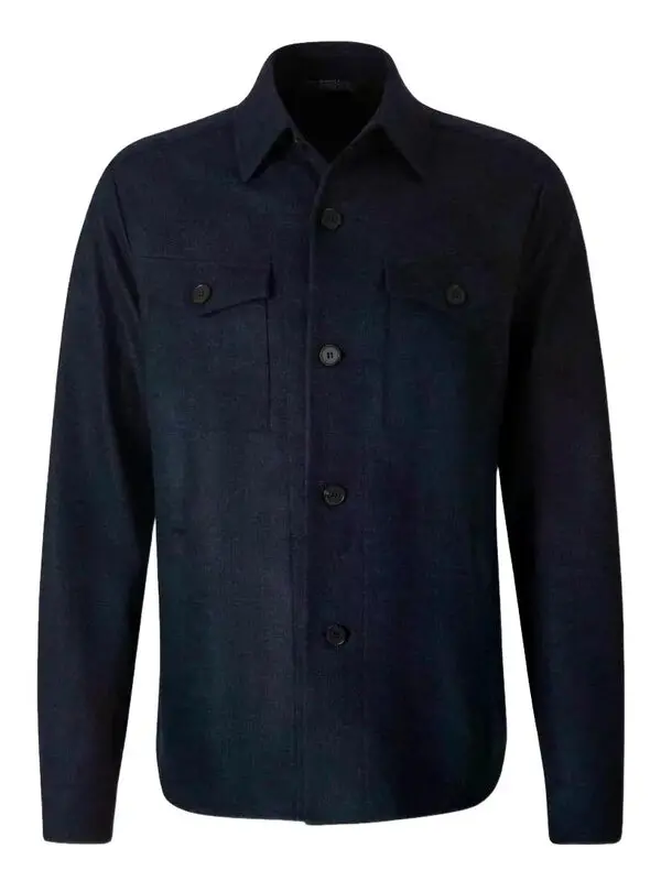 Harris Wharf London Chest-pocket Shirt Jacket - Blue