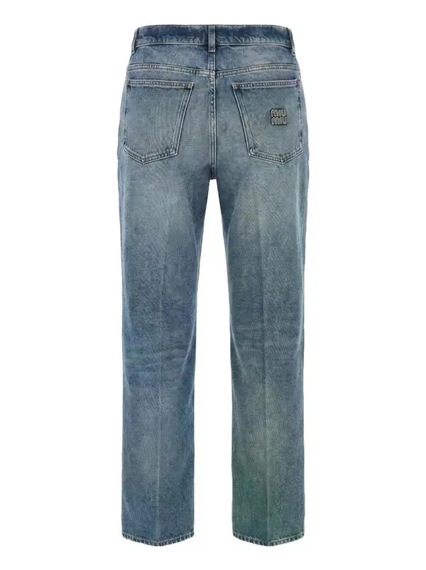 Miu Miu Logo Patch Straight-leg Jeans - Blue