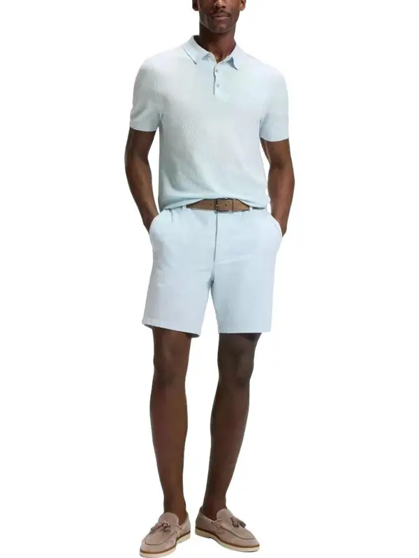 BOSS Regular-fit Knit Polo In Structured Fabric - Blue
