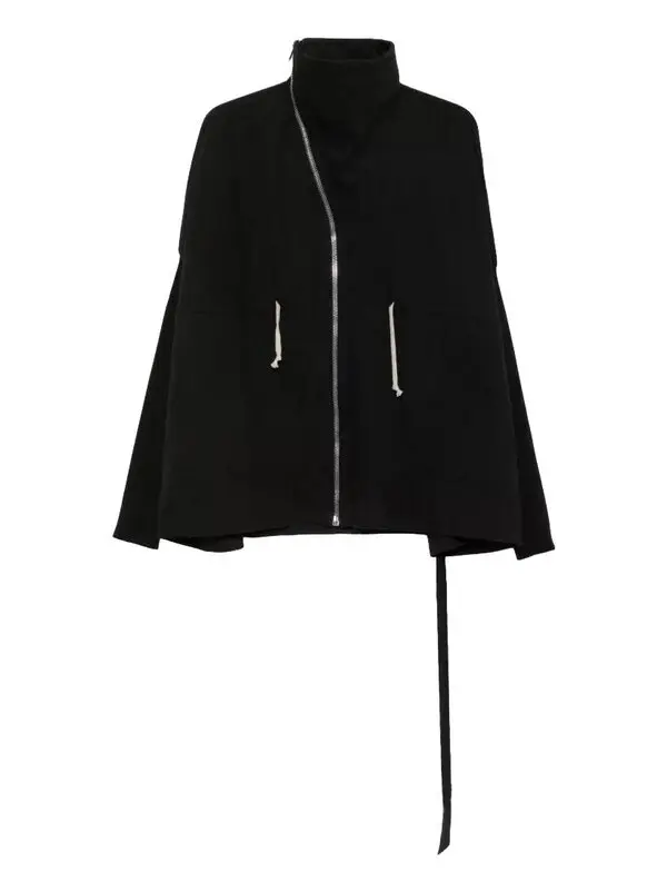 Rick Owens Asymmetric Zip Funnel Neck Sweatshirt - Black