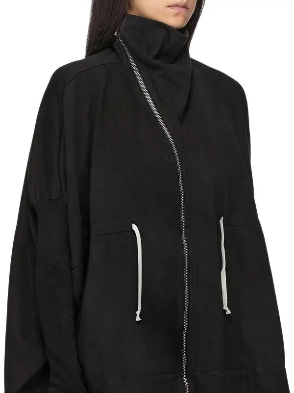 Rick Owens Asymmetric Zip Funnel Neck Sweatshirt - Black
