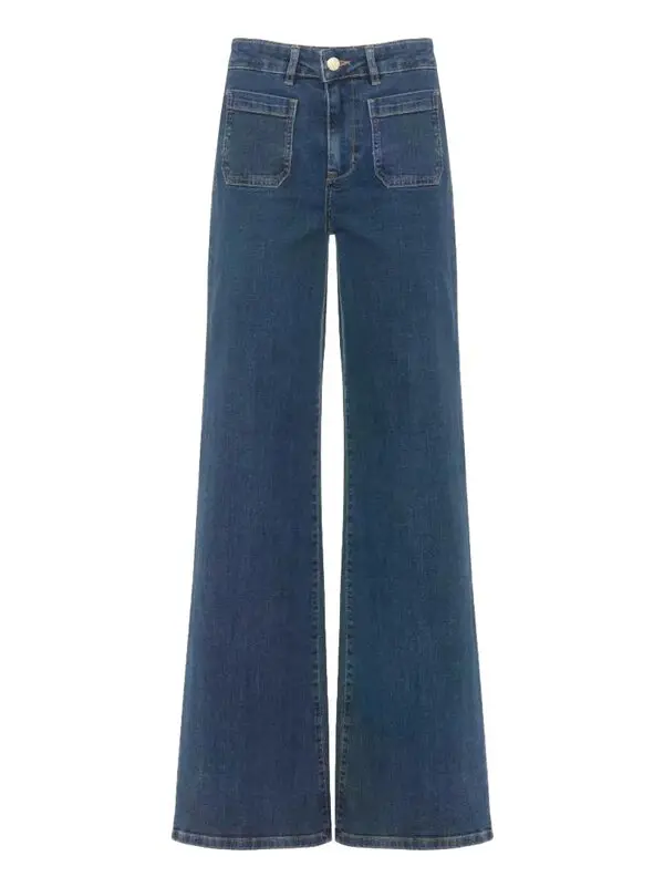 EMME Wide-leg Patch-pocket Jeans - Blue