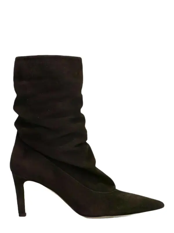 THE SELLER Pointed Toe Suede Ankle Boots With Stiletto Heel - Brown