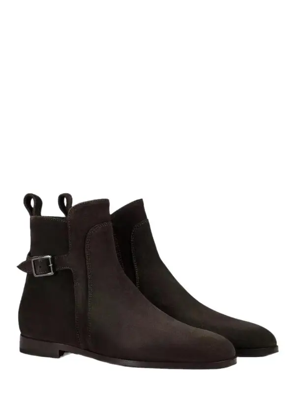DOUCAL'S Buckled Suede Ankle Boots - Brown