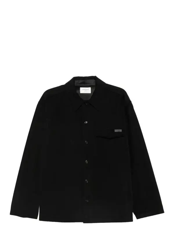 Saint Laurent Logo-plaque Chest-pocket Shirt - Black