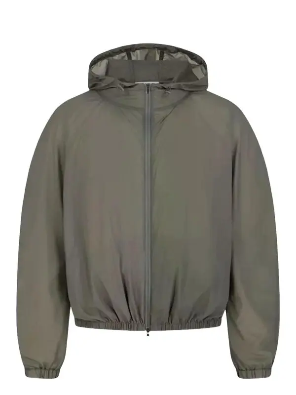 AMOMENTO Raglan-sleeve Hooded Zip Jacket - Grey