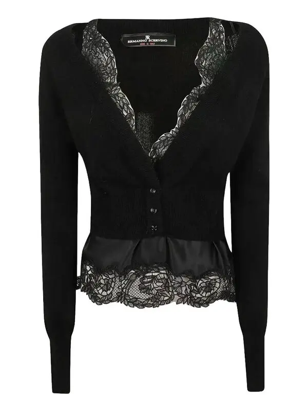 Ermanno Scervino Lace-trim Layered Cardigan - Black