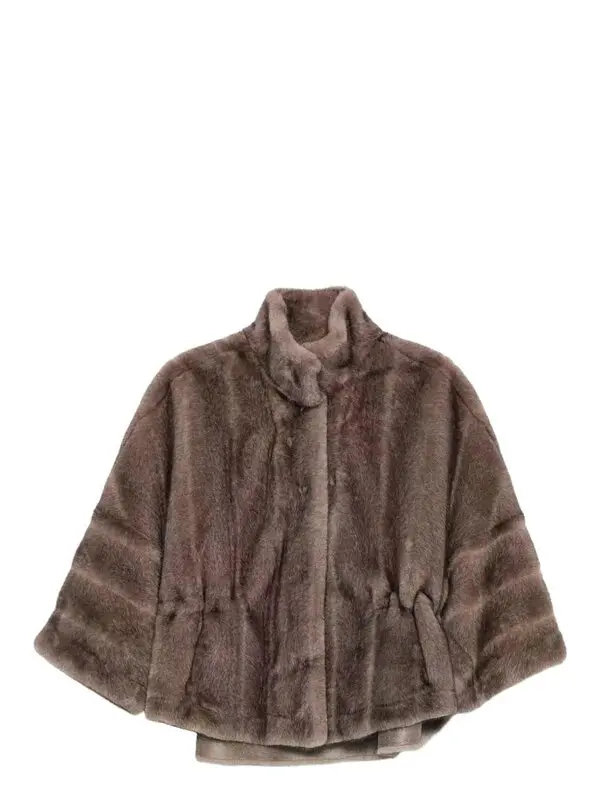 VALENTINI 1972 High-neck Drawstring-waist Jacket - Brown