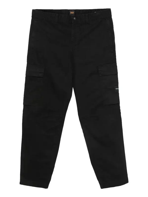 BOSS Logo Patch Cargo Trousers - Black