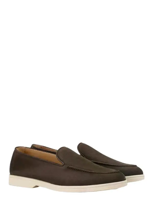 DOUCAL'S Topstitched Leather Loafers - Brown