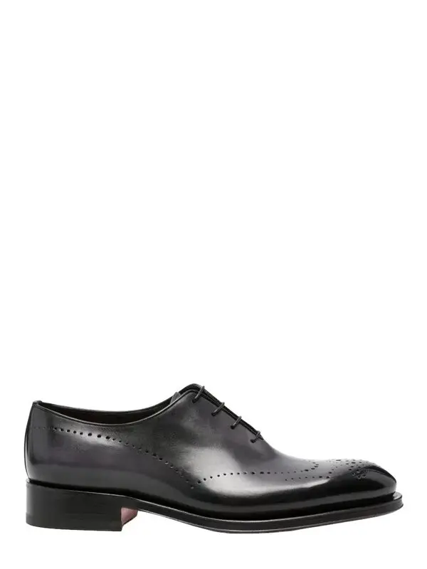 Santoni Perforated Detail Leather Oxford Shoes - Blue