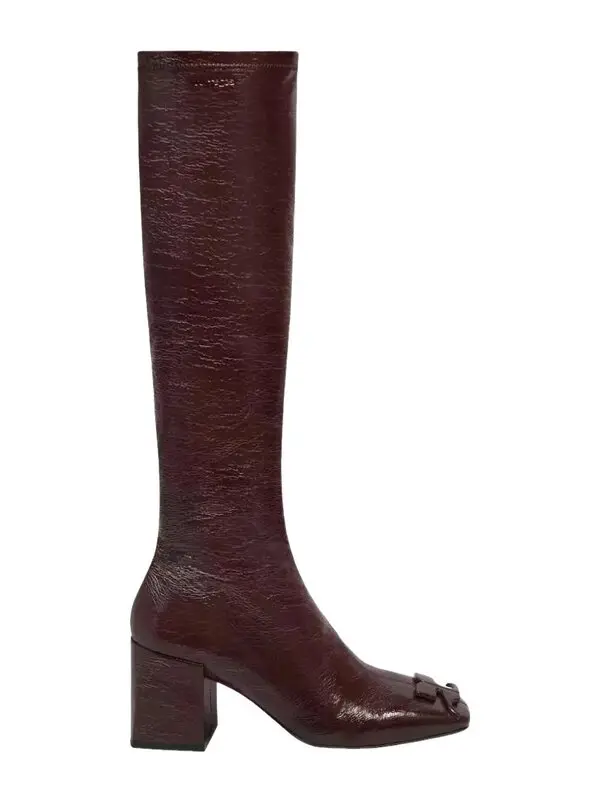 COURREGES Bordeaux Vinyl Logo Patch Boots - Red