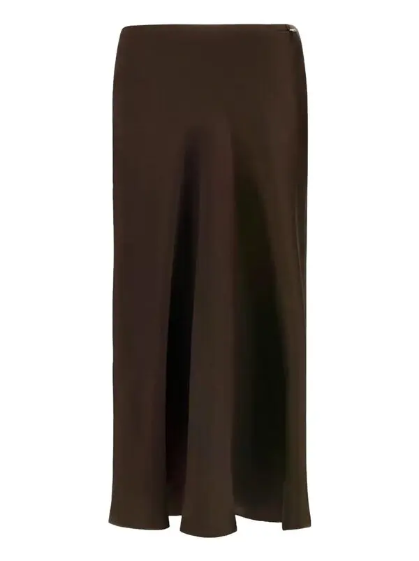 Herno Satin Finish Logo Plaque Midi Skirt - Brown