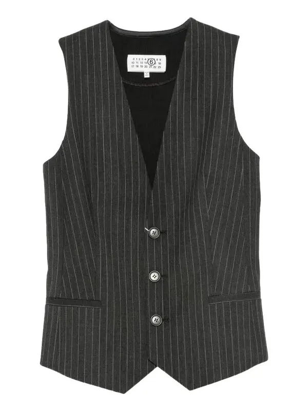 MAISON MARGIELA Pinstripe Sleeveless Waistcoat - Grey
