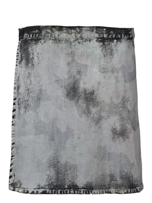 FILTH Distressed Denim Wrap Skirt - Grey