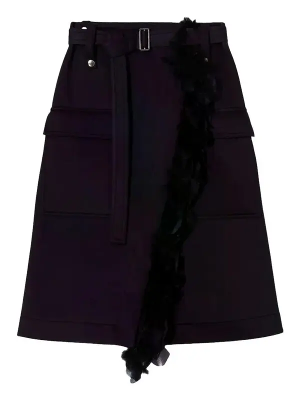 Plan C Feather-trim Wrap Skirt - Black