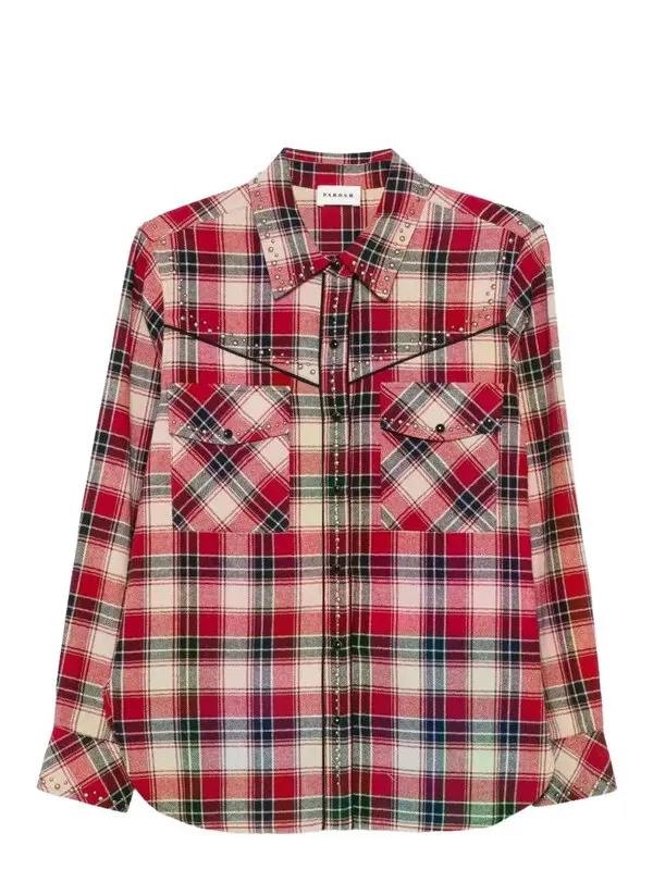 P.a.r.o.s.h Stud-embellished Checked Shirt - Red