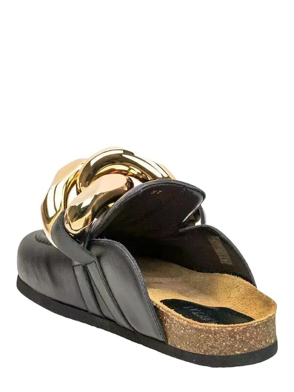 JW Anderson Chain Detail Leather Mules - Black