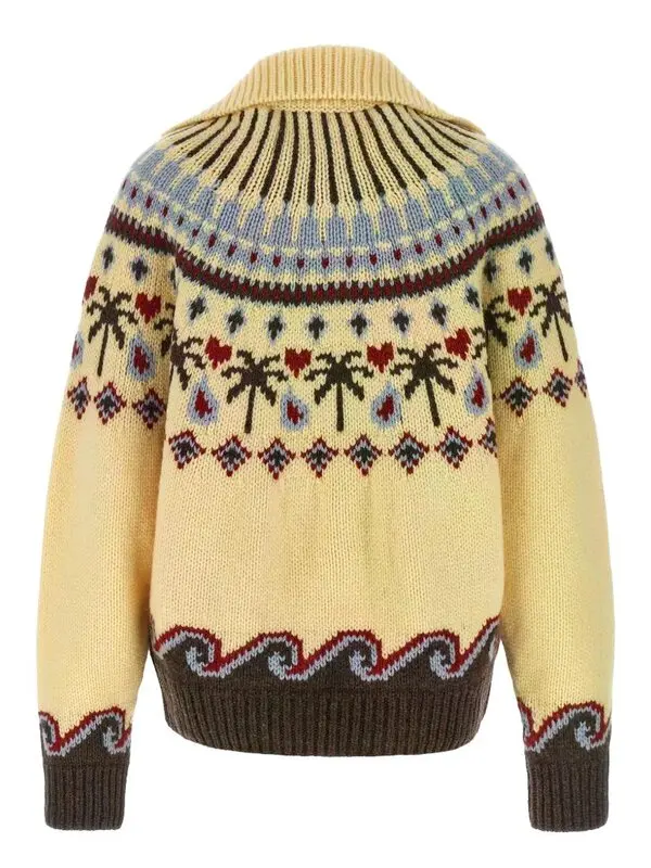 Alanui Sweet Winter Jacquard-knit Virgin Wool Cardigan - Yellow
