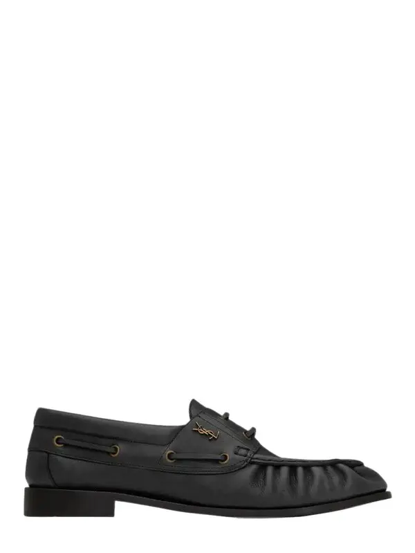 Saint Laurent Les Loafers Bateau In Smooth Leather - Black