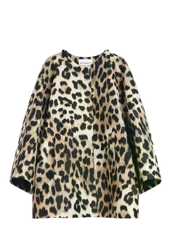 Givenchy Leopard Jacquard Cocoon Coat - Neutrals