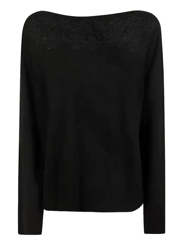 Ermanno Scervino Lace-trimmed Boat-neck Sweater - Black