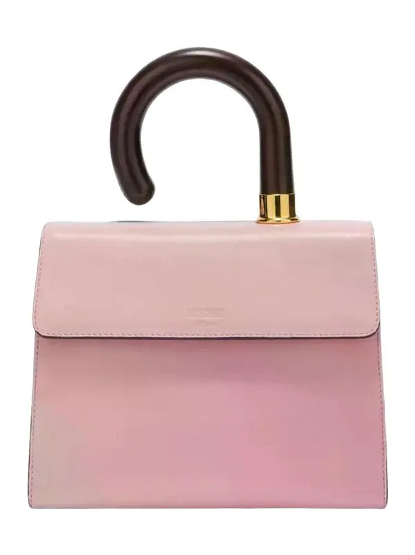 Moschino Curved Handle Leather Tote Bag - Pink