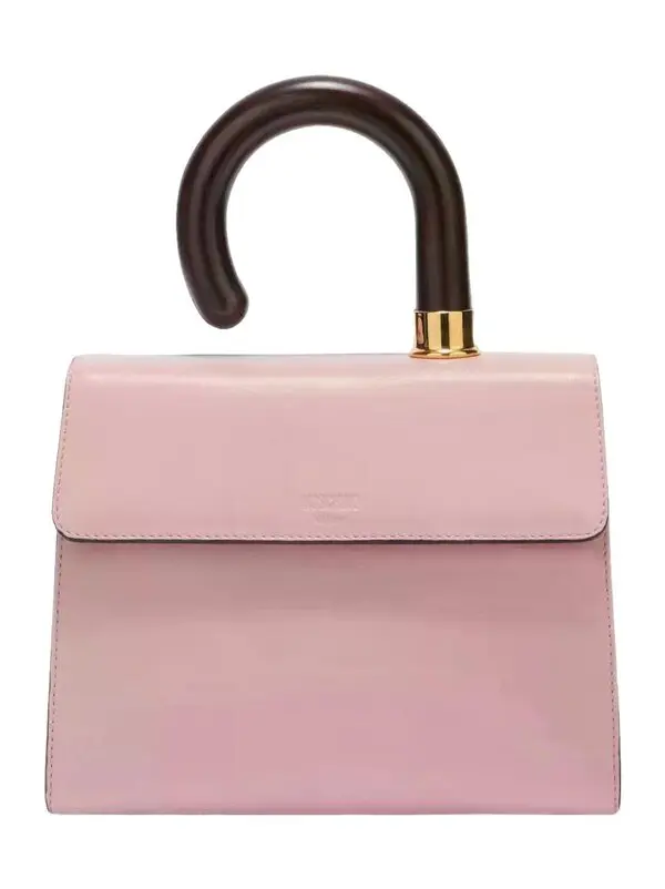 Moschino Curved Handle Leather Tote Bag - Pink