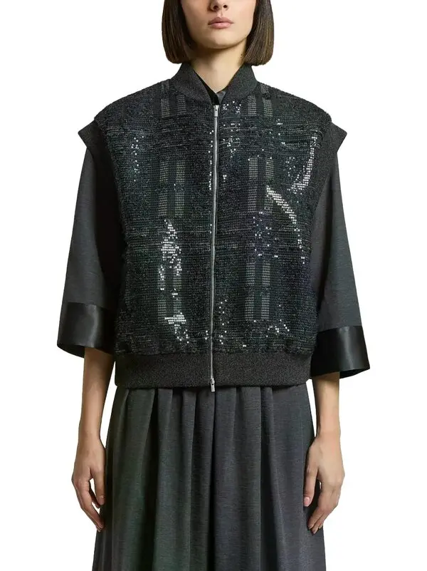 Peserico Embellished Sleeveless Jacket - Black