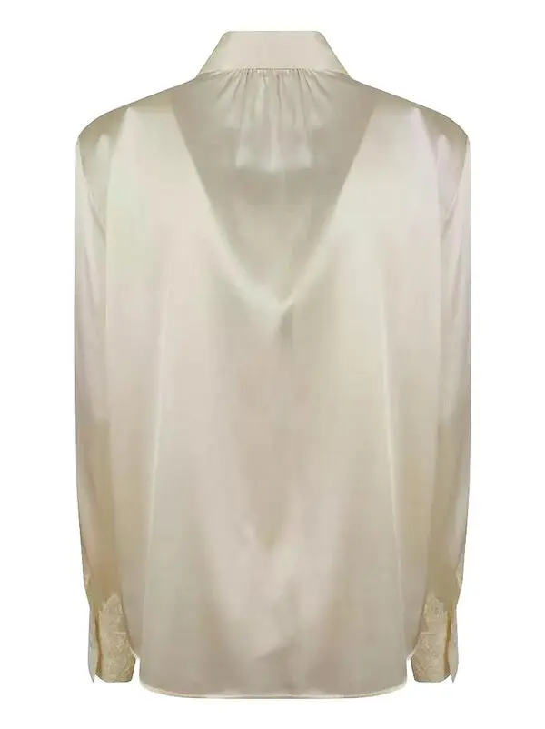 Ermanno Scervino Lace-trimmed Satin Shirt - Neutrals