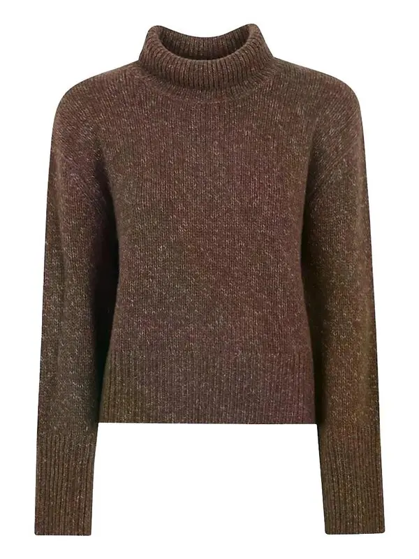 LISA YANG Ribbed Knit Roll Neck Sweater - Brown