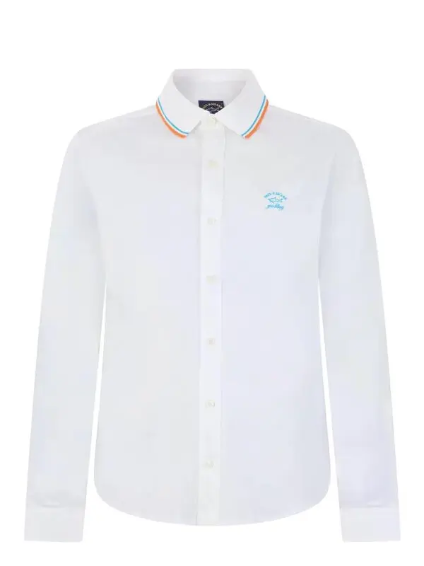Paul & Shark Logo-embroidered Long-sleeve Shirt - White