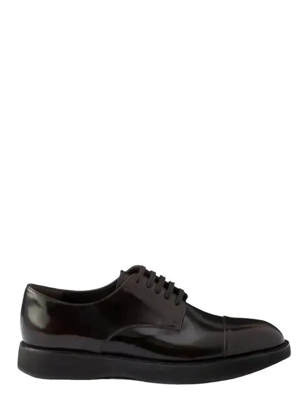 Prada Brushed Leather Lace-up Shoes - Brown