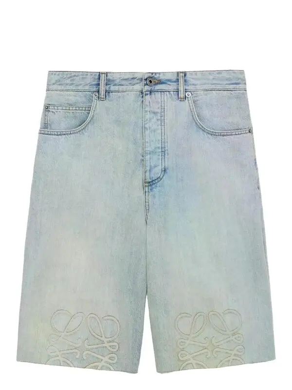 Loewe Anagram Cutout Denim Shorts - Blue