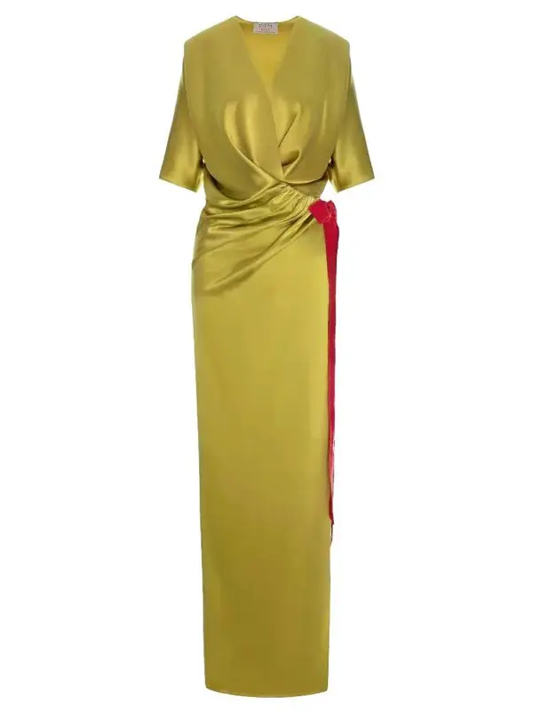 V:PM ATELIER Maxi Draped Contrast-trim Dress - Yellow