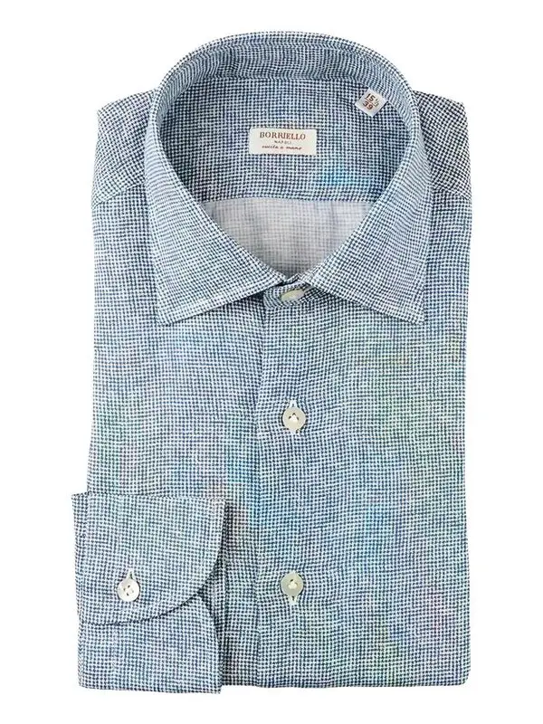 BORRIELLO NAPOLI Houndstooth-pattern Shirt - Blue