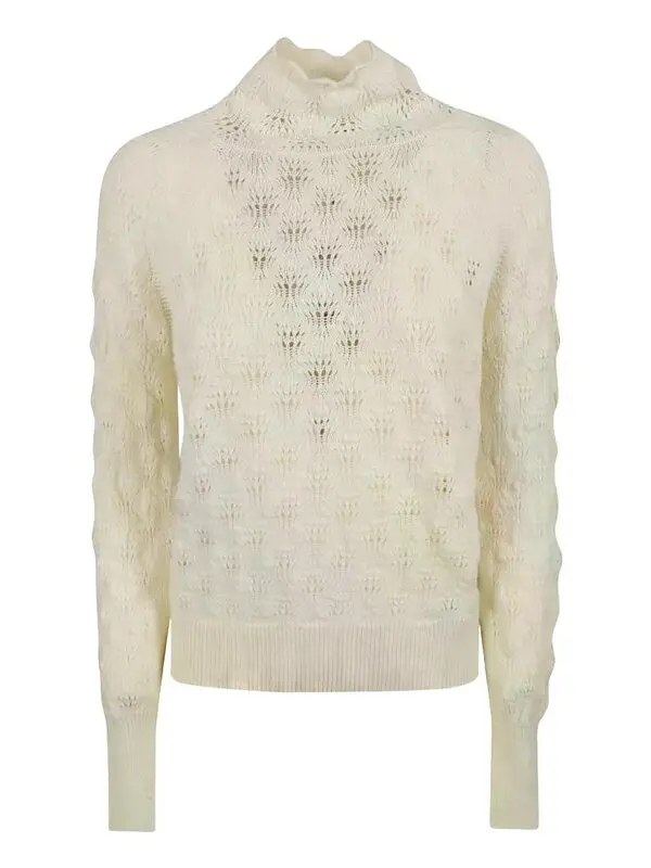 Ermanno Scervino Pointelle Knit High-neck Sweater - Neutrals