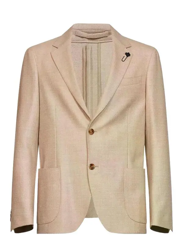 LARDINI Notched-lapel Single-breasted Blazer - Neutrals