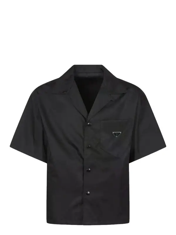Prada Re-nylon Logo-plaque Shirt - Black