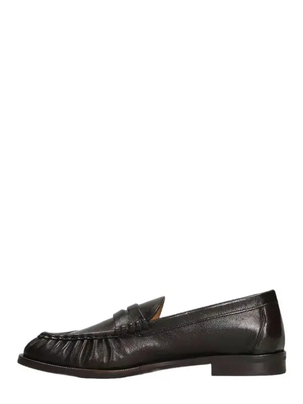 JULIE DEE Gathered Leather Loafers - Brown