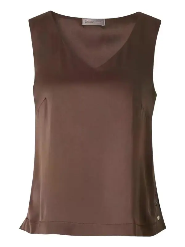 Herno Satin Finish V-neck Blouse - Brown